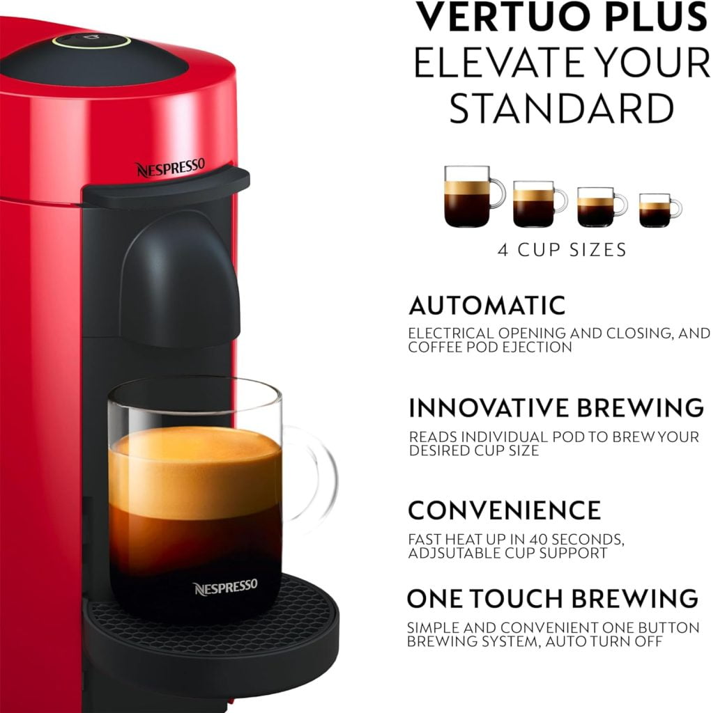 Nespresso Vertuo Plus Coffee Machine Red | Nespresso Dubai